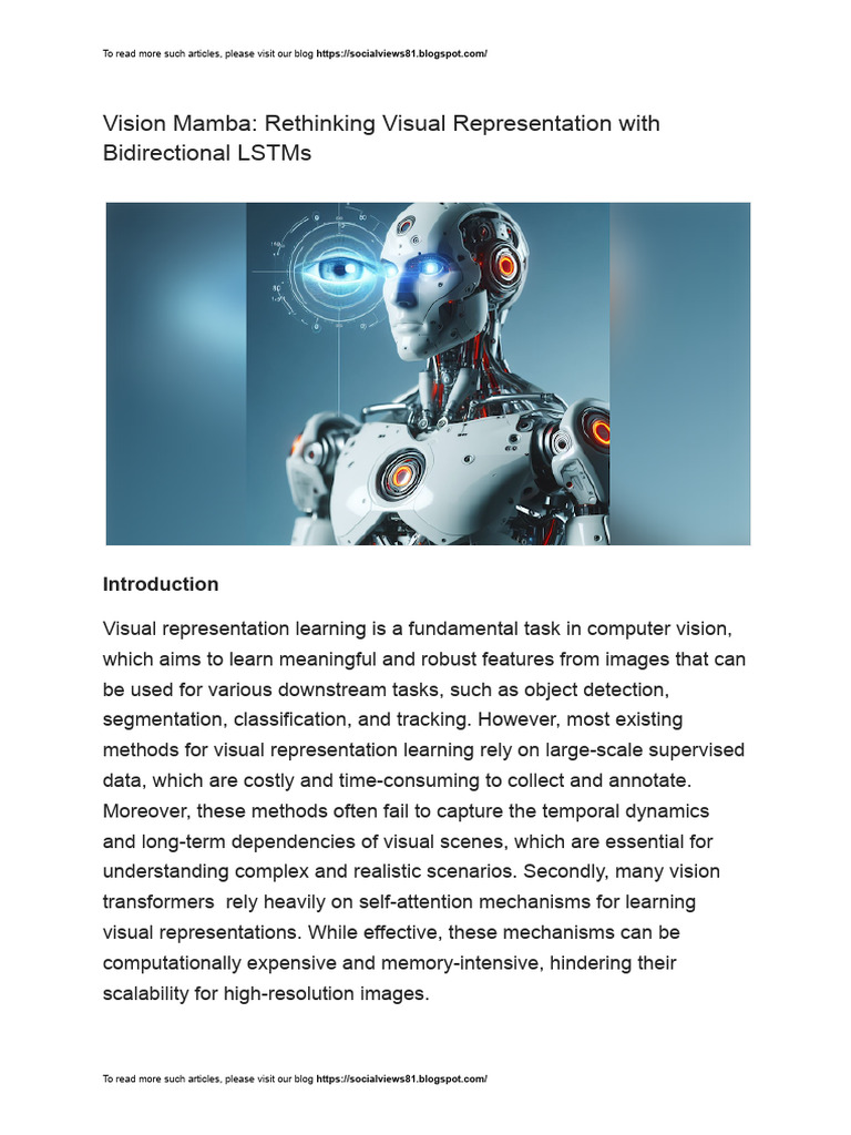 Vision Mamba: Rethinking Visual Representation With Bidirectional LSTMs ...