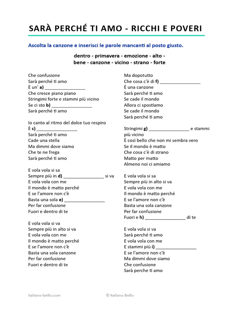Sara Perche Ti Amo | PDF