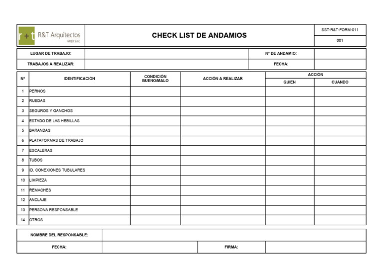 Checklist de Seguridad para Andamios | PDF