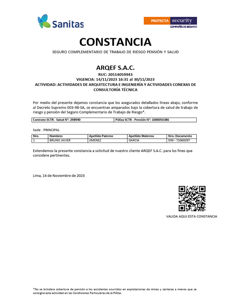 Constancia - SCTR PF 2023 4 | PDF