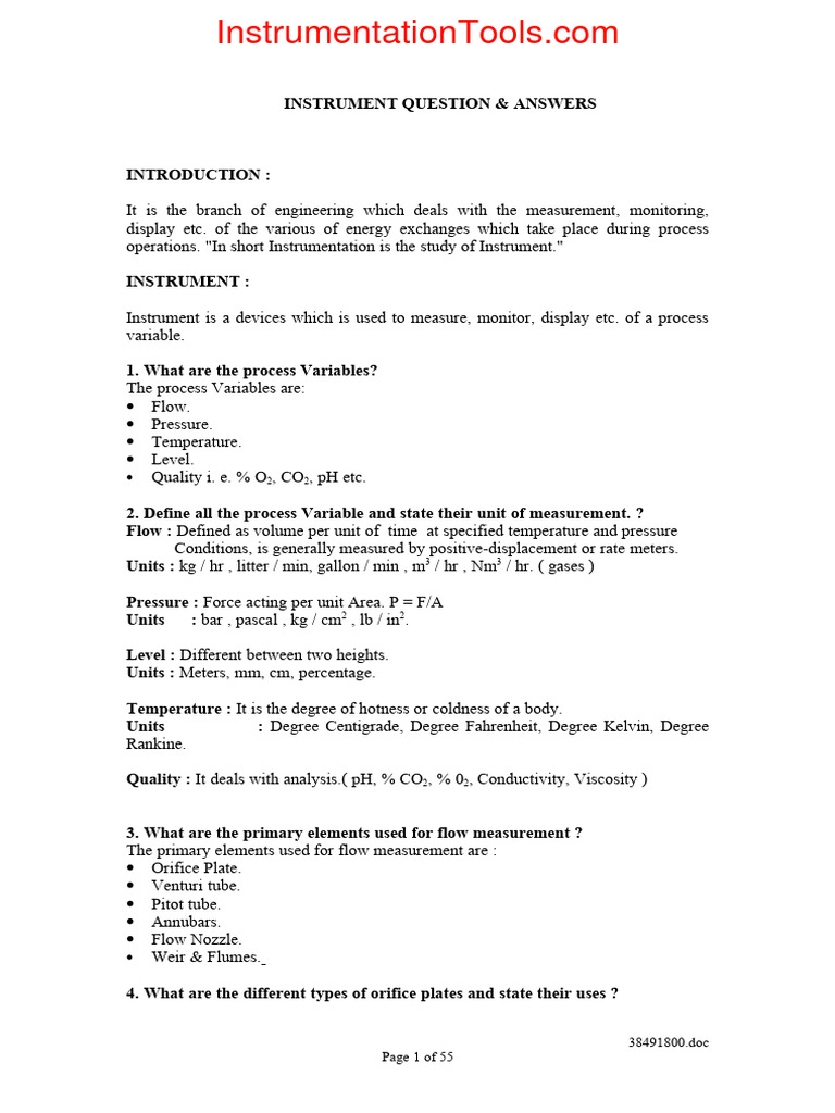 Instrumentation Interview Questions and Answers | PDF