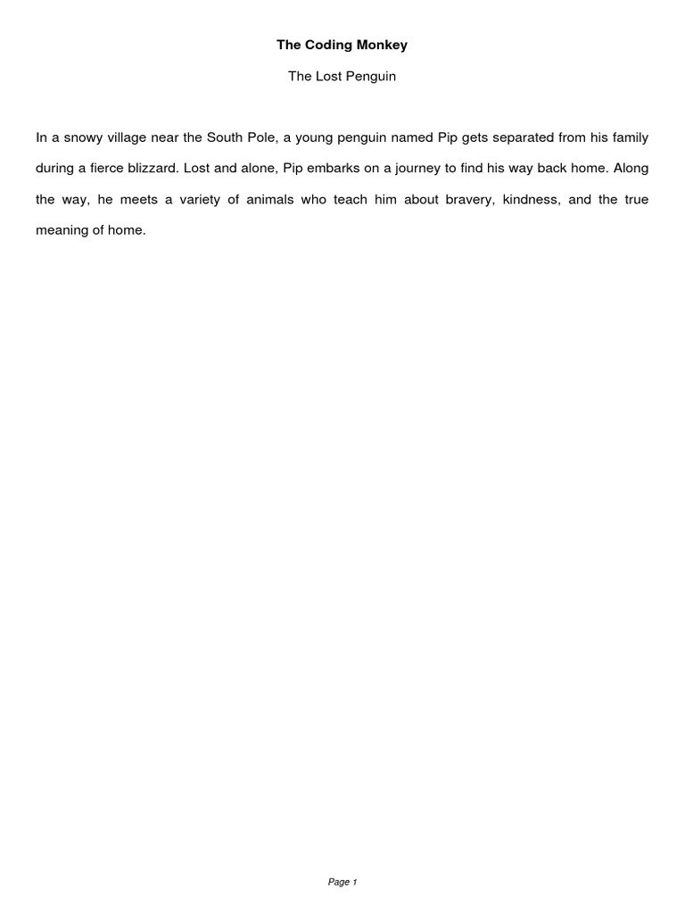 Pip's Journey: The Lost Penguin | PDF