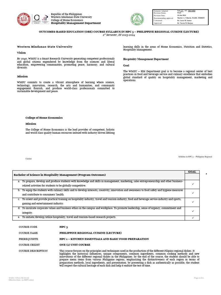 HPC 5 Lec Philippine Regional Cuisine | PDF