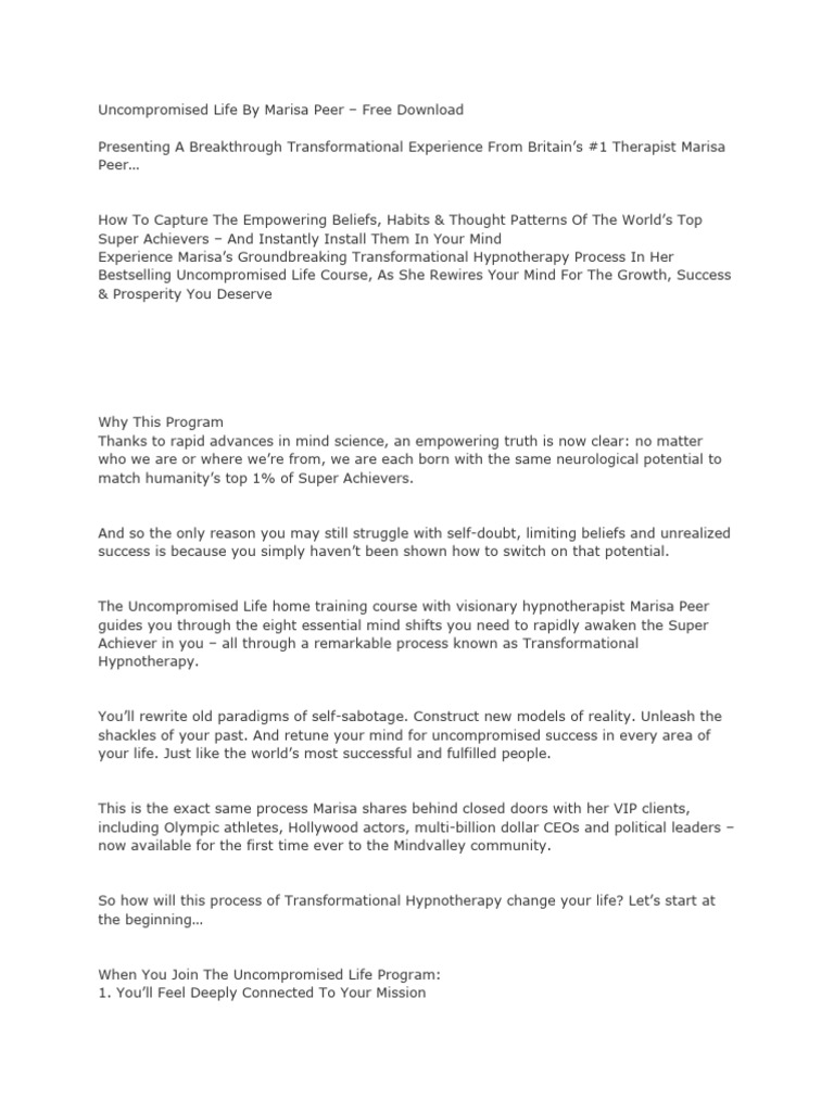 Uncompromised Life by Marisa Peer | PDF