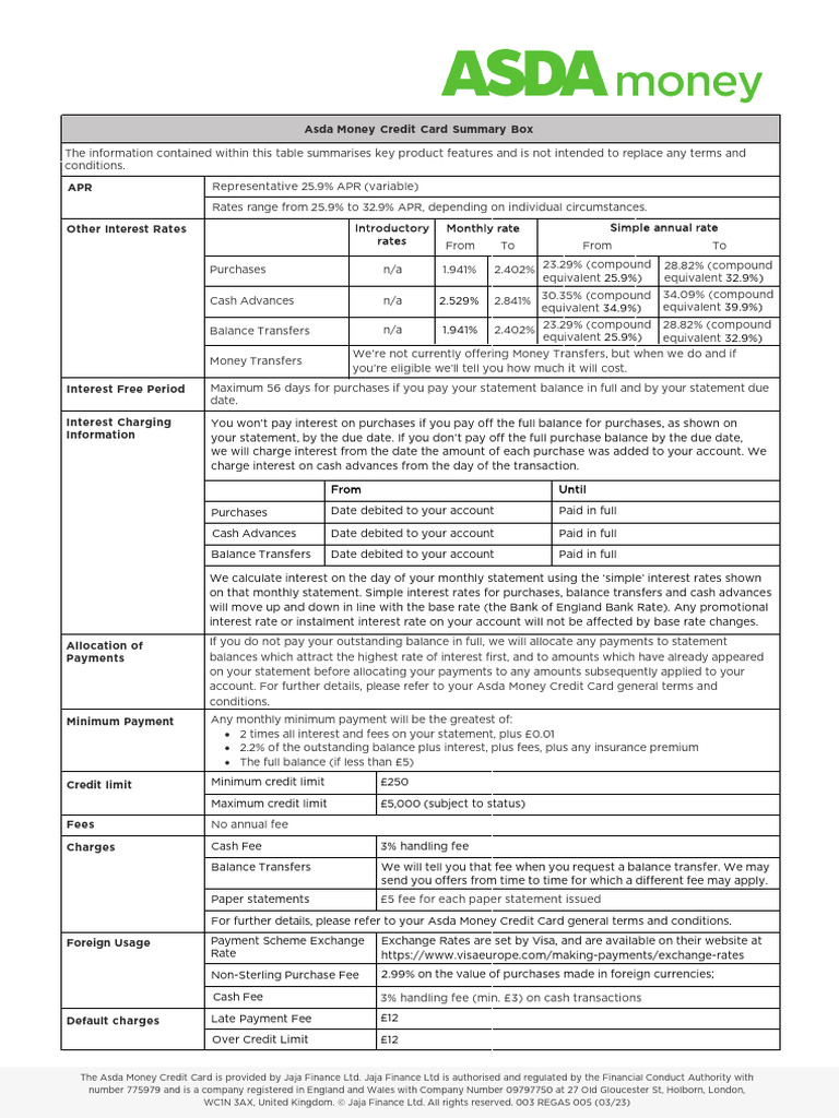 Asda Summary Box | PDF | Finance & Money Management