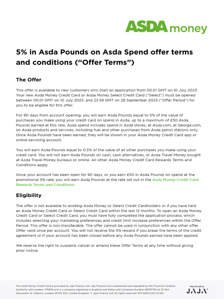 New Asda Credit Card Offer | PDF | Finance & Money Management