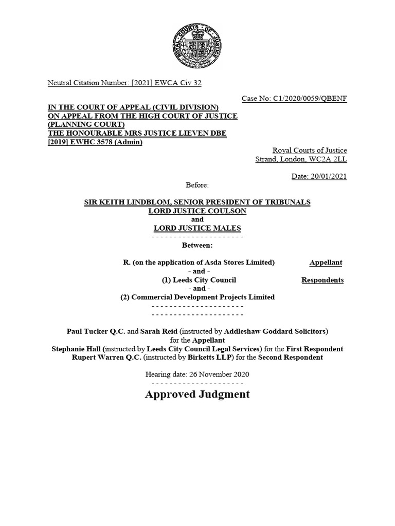 Legal Dispute: Asda vs Leeds Council | PDF | Judgment (Law) | Policy