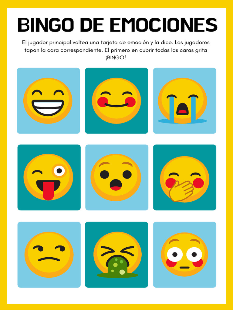 Bingo de Emociones | PDF | Actividades de ocio | Deportes