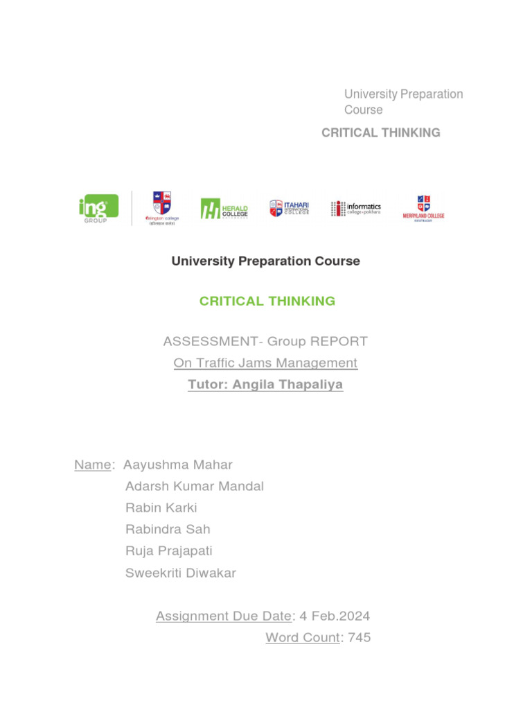 Critical Thinking Group 'A' | PDF