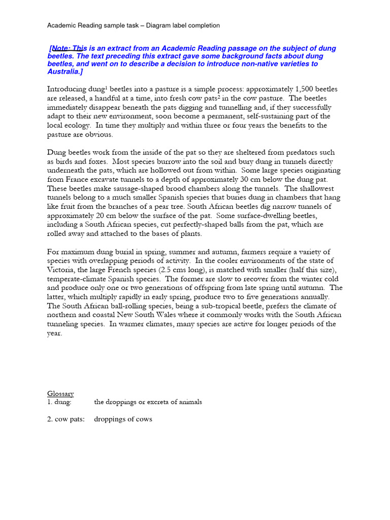 Academic - Reading - Sample - Task - Diagram - Label - Completion - 2 - 2 | PDF | Beetle | Organisms