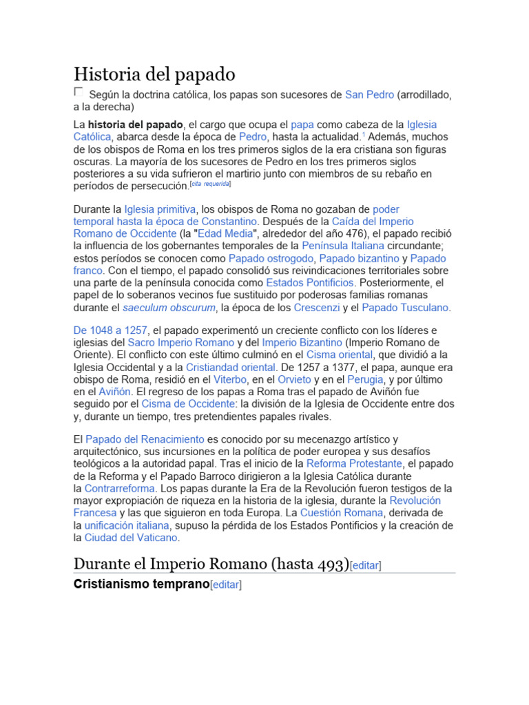 Historia del Papado: Orígenes y Evolución | PDF | Constantino el grande ...