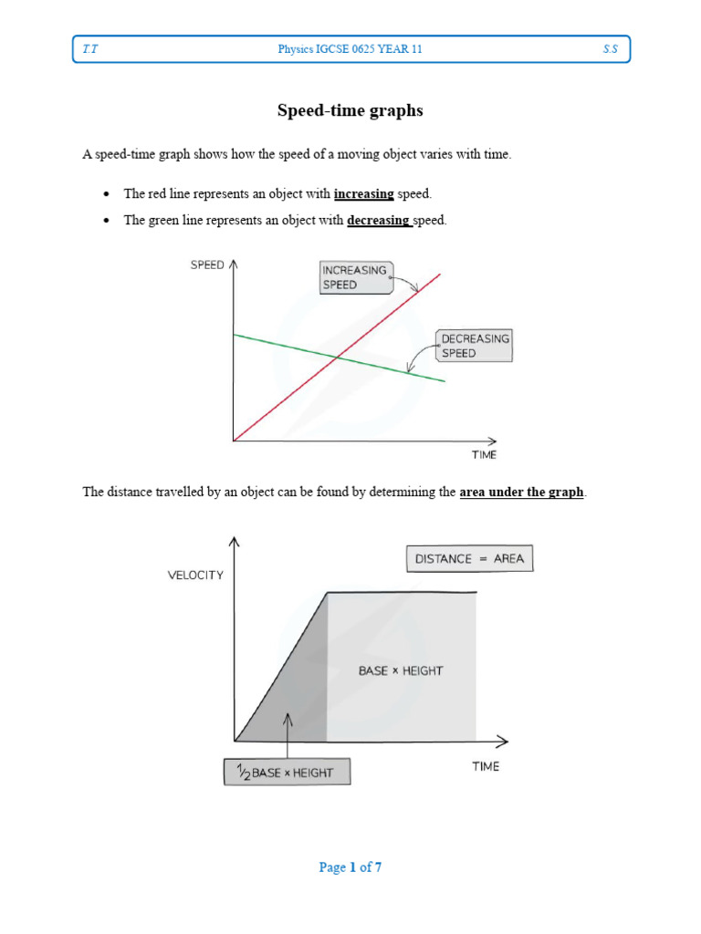 Session 1 - Speed-Time Graph | PDF | Acceleration | Area