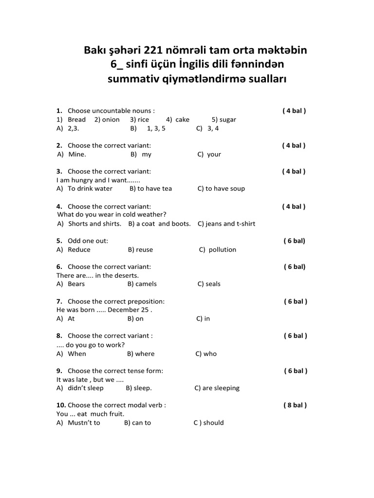 Sinif Summativ | PDF | Linguistics | Linguistic Morphology