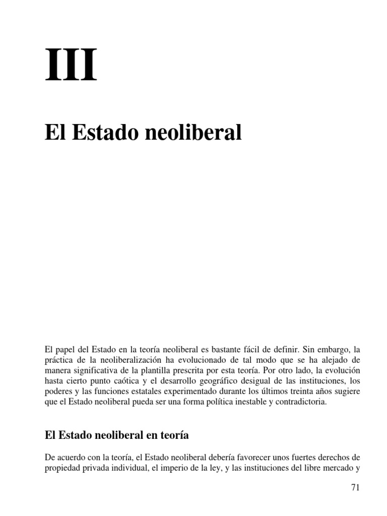 Harvey, David - El Estado Neoliberal | PDF