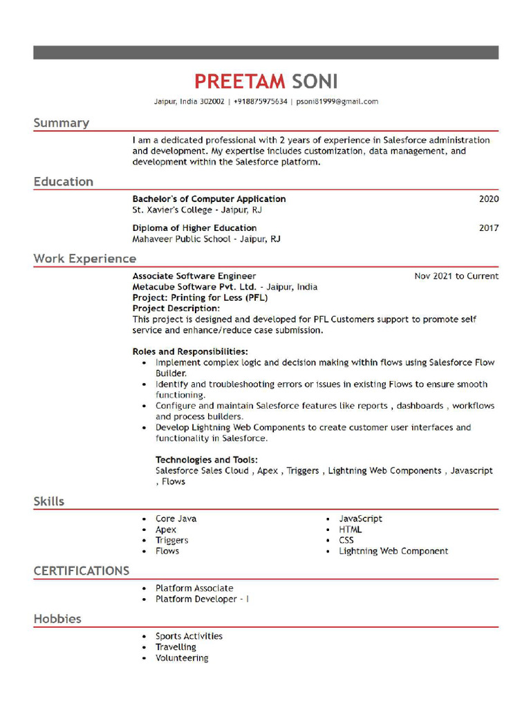 Preetam Soni Resume | PDF