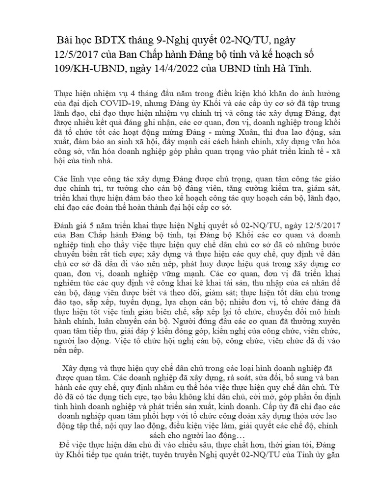 Bài học BDTX T9 | PDF