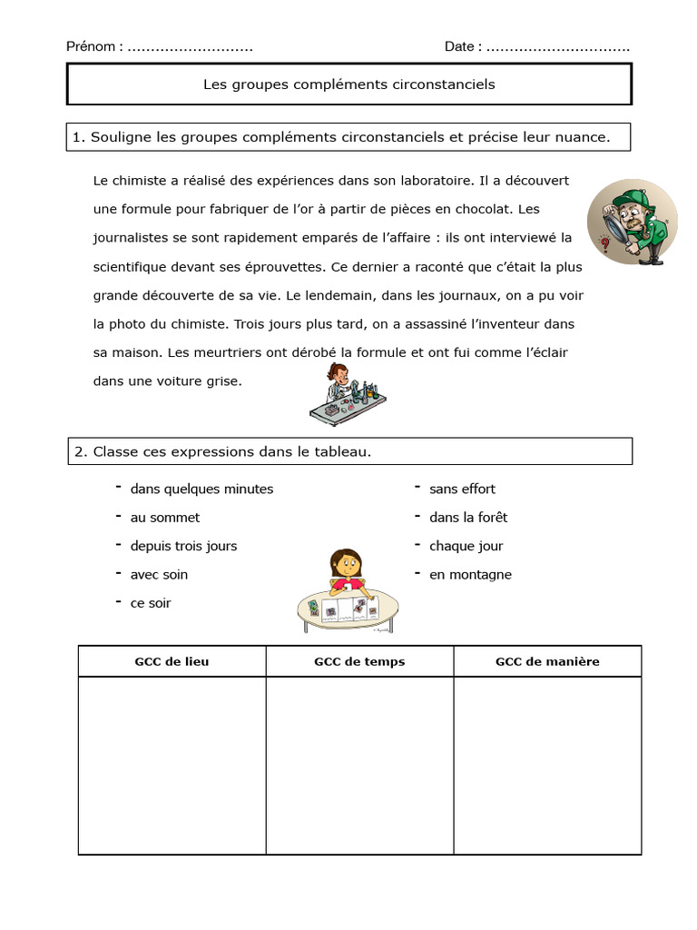 Exercices Complément Circonstanciel | PDF