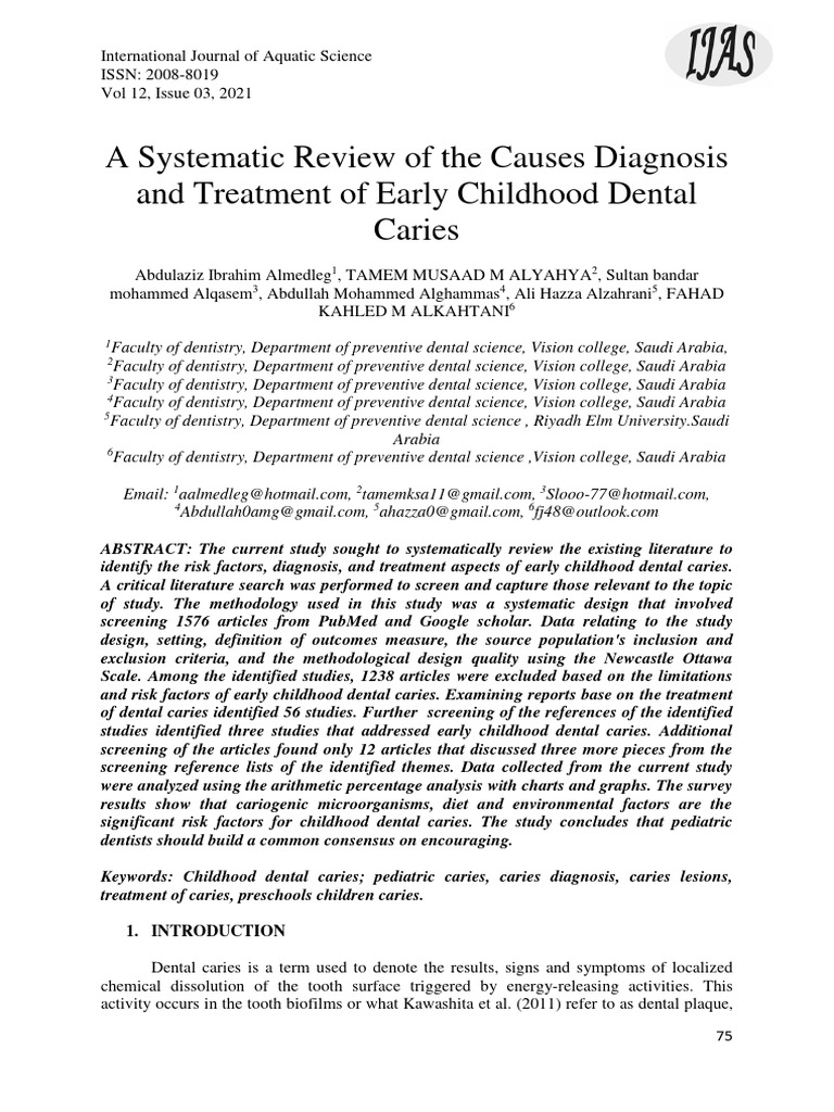 Almedleg 2021 - Causes N Diagnosis ECC - SR | PDF | Dentistry | Medical ...