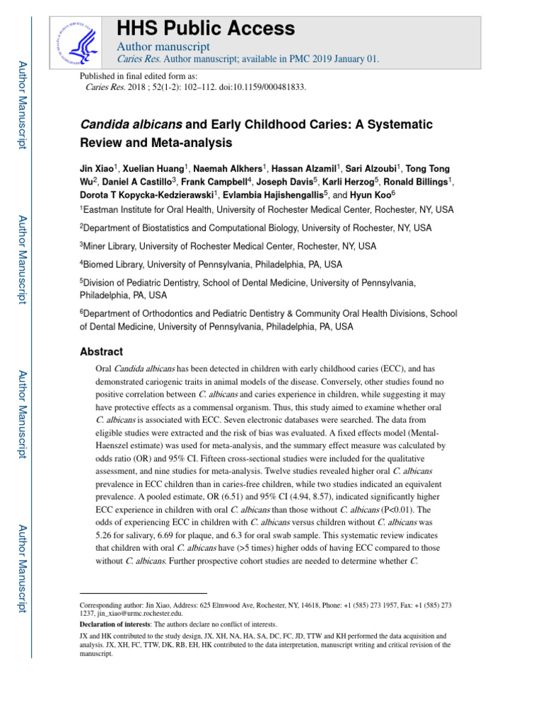 Candida N ECC | PDF | Cohort Study | Dentistry