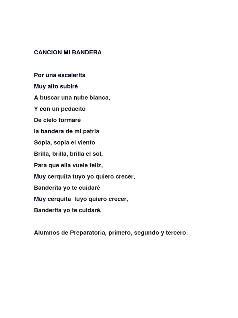 Canción Infantil: Mi Bandera | PDF