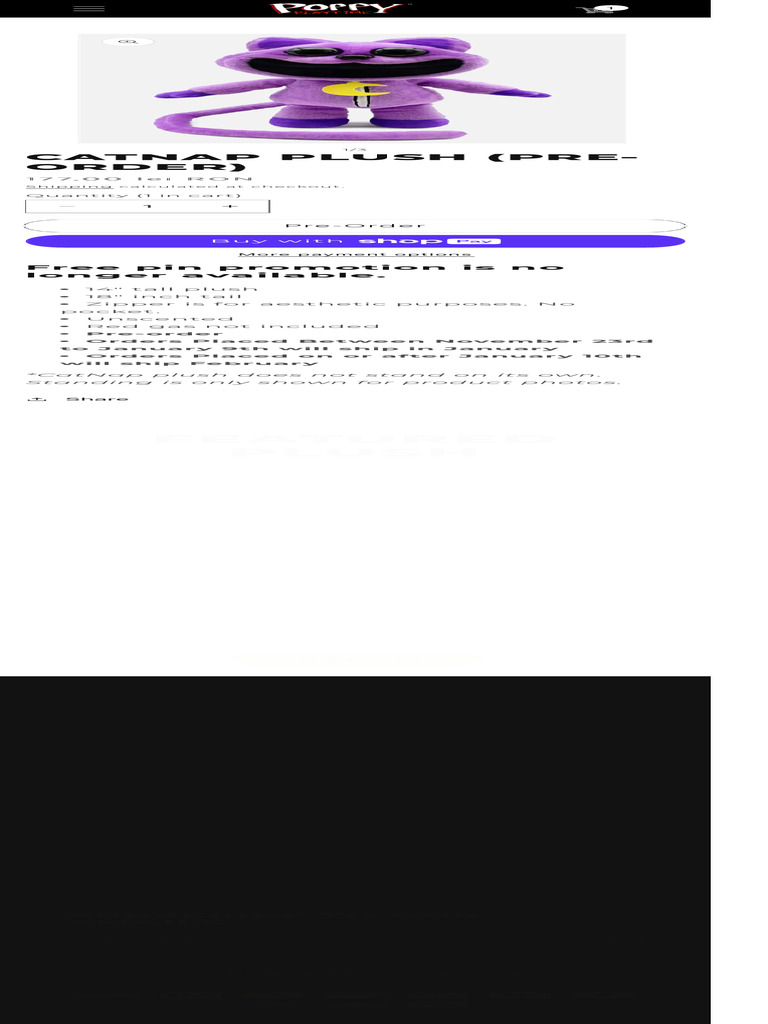 CatNap Plush (Pre-Order) - Poppy Playtime Official Store | PDF