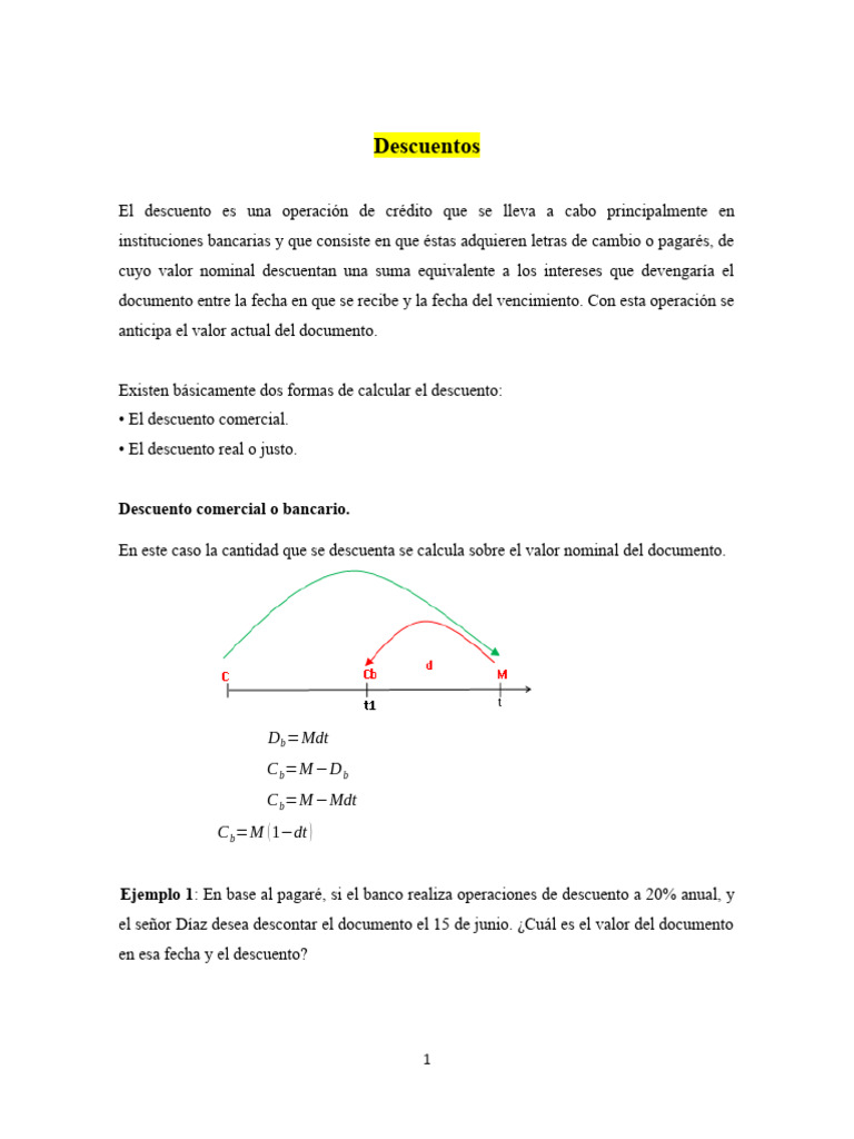Clase y Deber No 5 Descuentos Bancario y Real | PDF | Bancos | Interés