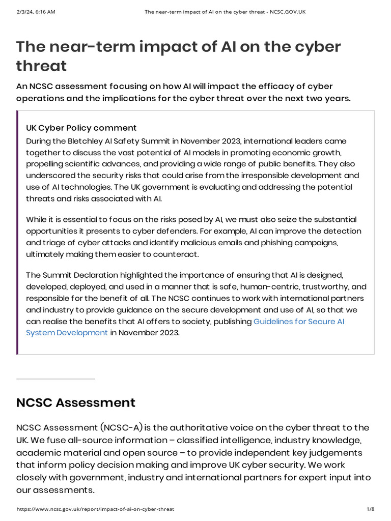 Impact of Ai On Cyber Threat | PDF | Computers
