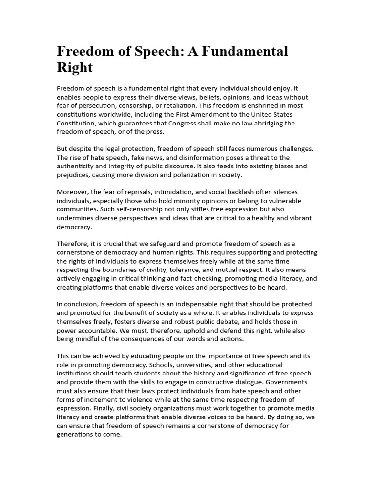 Newspaper Article About Freedom of Speech | PDF | Freedom Of Speech ...