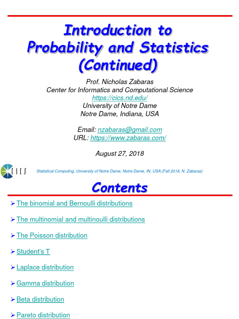 Lec3 IntroToProbabilityAndStatistics | PDF | Probability Distribution | Normal Distribution
