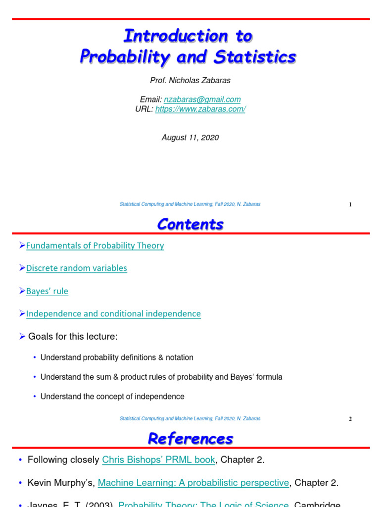 Lec1 IntroToProbabilityAndStatistics | PDF