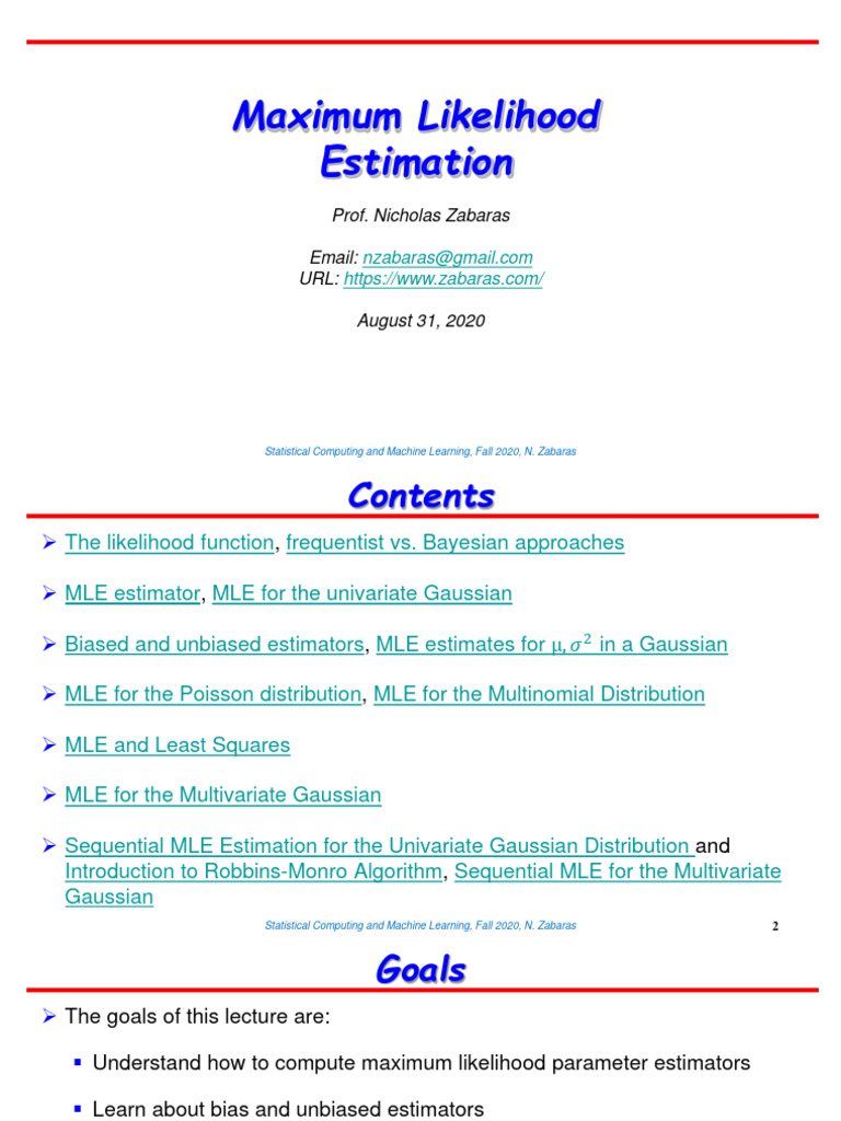 Lec8 Mle Pdf Bias Of An Estimator Estimator