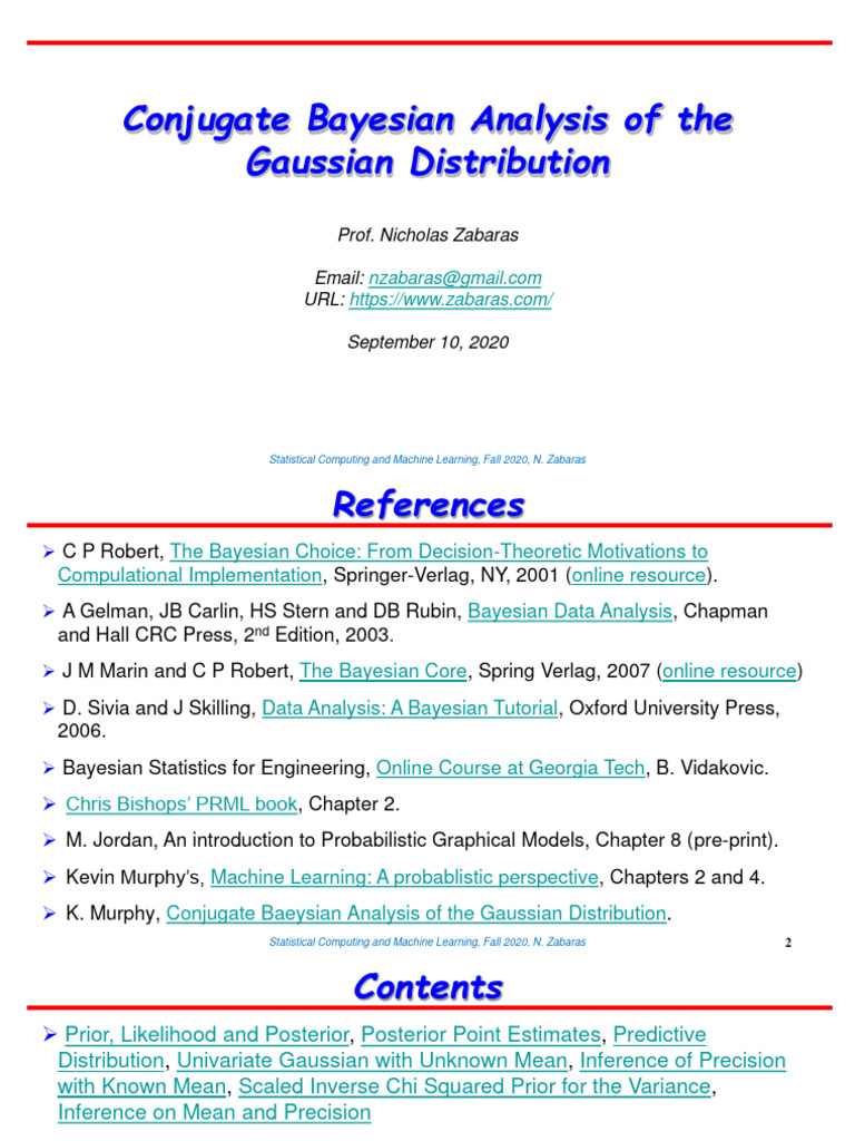 Lec12 13 BayesianInferenceForTheGaussian | PDF | Normal Distribution | Bayesian Inference