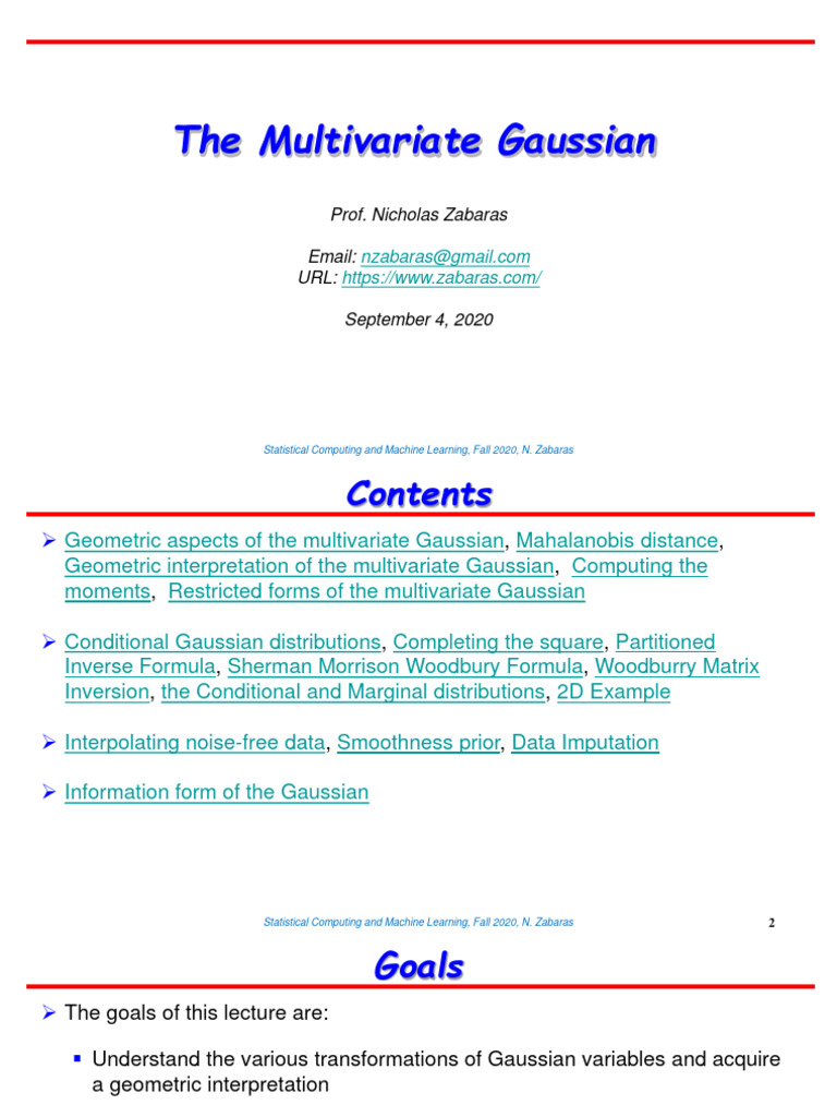 Lec9 MultivariateGaussian | PDF