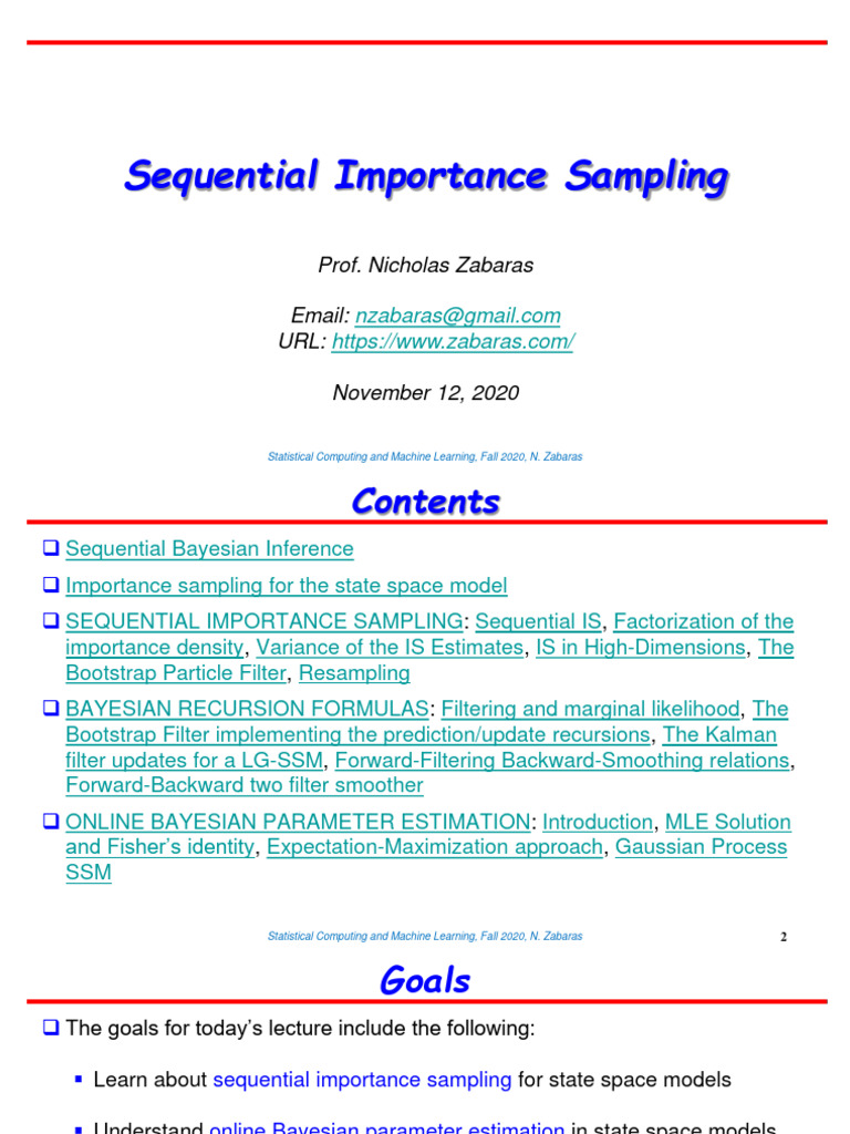 Lec35 SequentialImportanceSampling | PDF | Estimator | Resampling (Statistics)