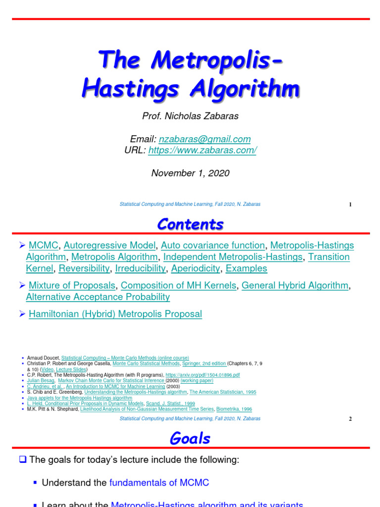Lec33 MetropolisHastings | PDF | Markov Chain | Monte Carlo Method