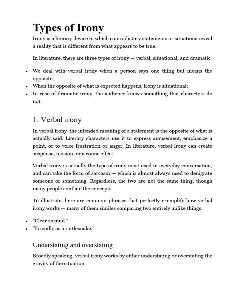 Types of Irony | PDF | Irony