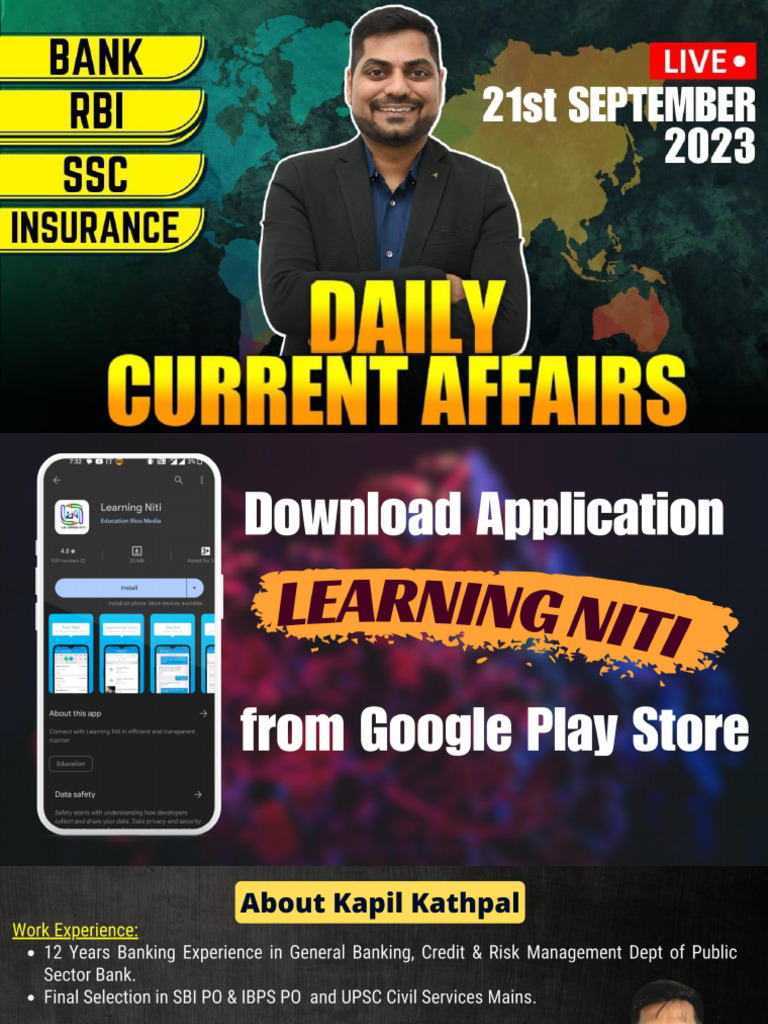 21st September 2023 Current Affairs by Kapil KathpalBilingual | PDF