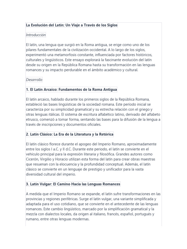 Evolución del Latín a lo Largo de los Siglos | PDF | latín | imperio Romano