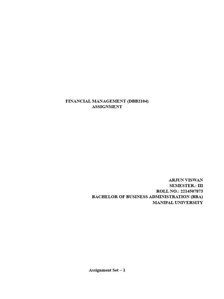 Financial Management - Assignment | PDF | Cost Of Capital | Stocks