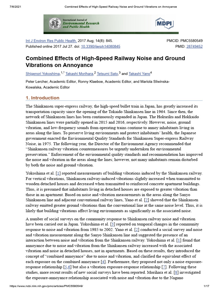 Combined Effects of High-Speed Railway Noise and Ground Vibrations On ...