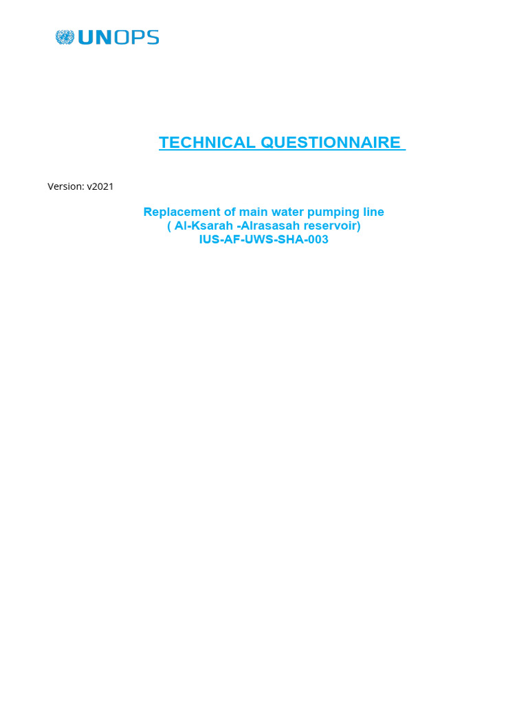 Technical Questionnaire Sample | PDF | Pipe (Fluid Conveyance) | Valve