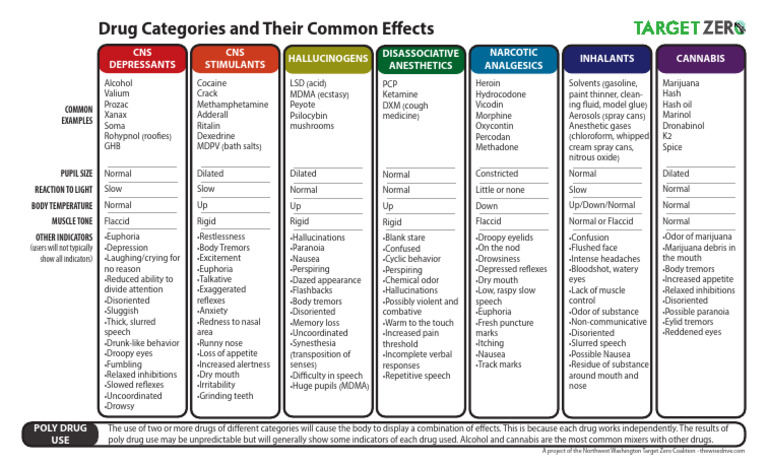 Drug Chart For Print | PDF | Recreational Drug Use | Psychoactive Drugs