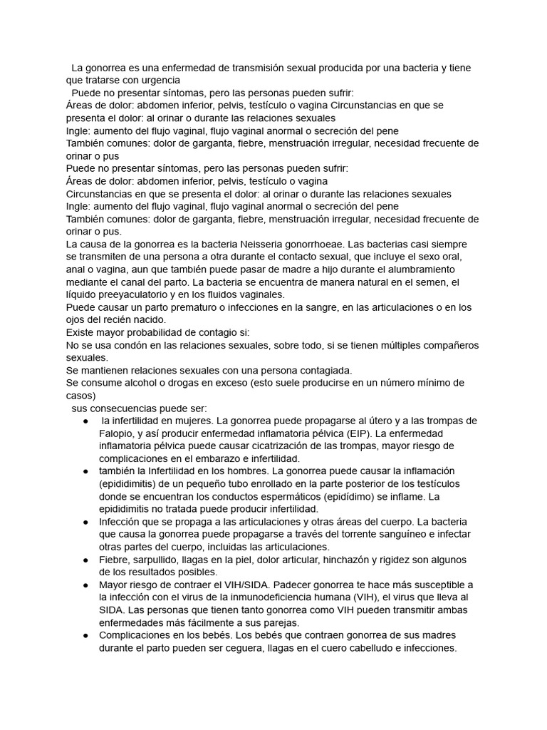 Gonorrea Informe Pdf Vagina Microbiología