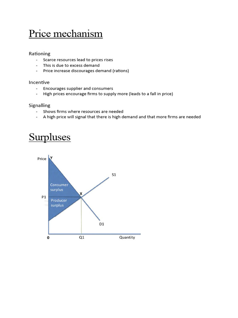 Price Mechanism + Surpluses | PDF