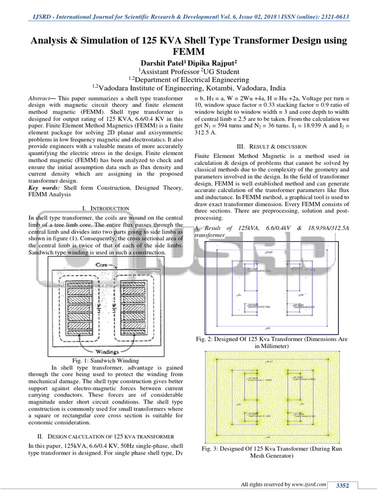 IJSRDV6I22096 | PDF | Transformer | Finite Element Method