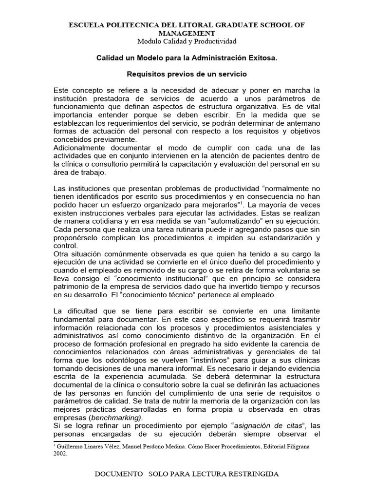Requisitos Previos de Un Servicio | PDF