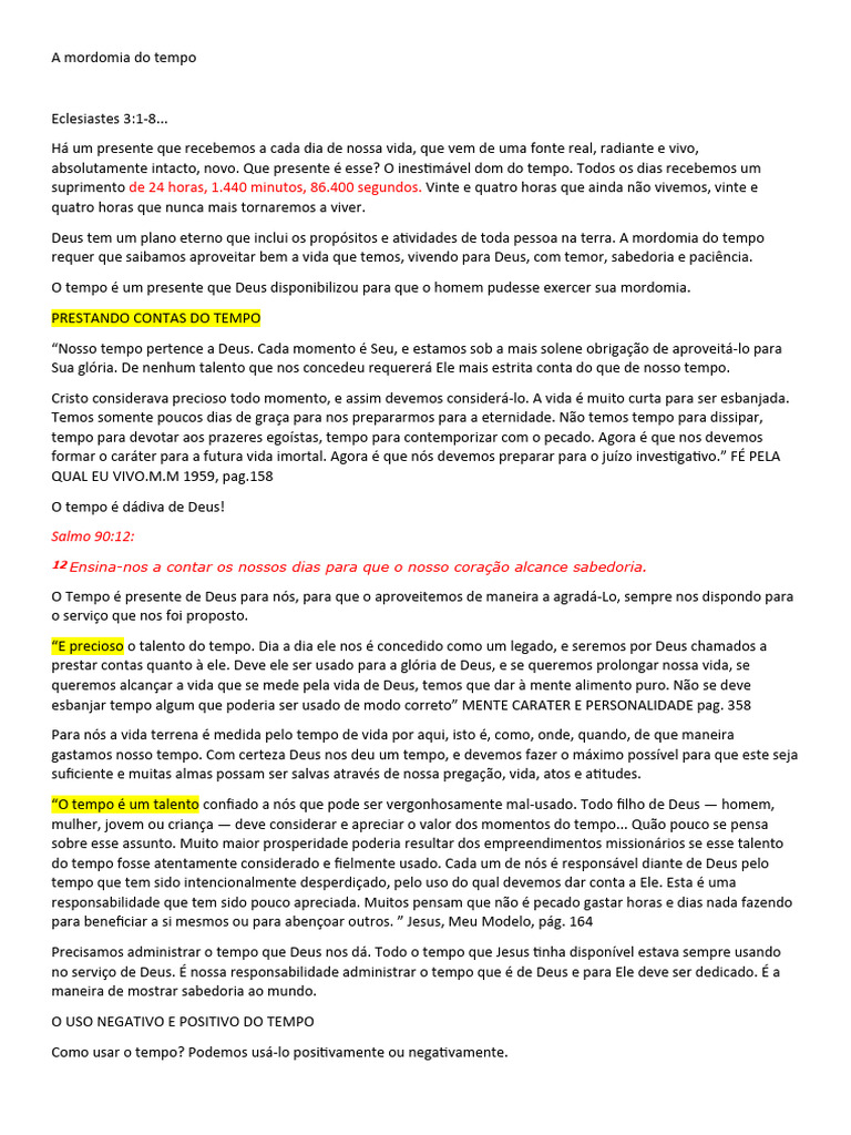 Semao A Mordomia Do Tempo | PDF | Shabat