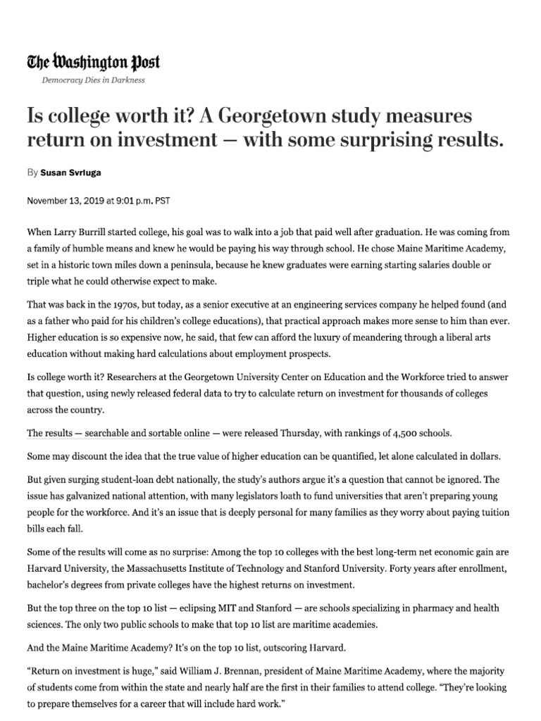 Is College Worth It Washington Post | PDF