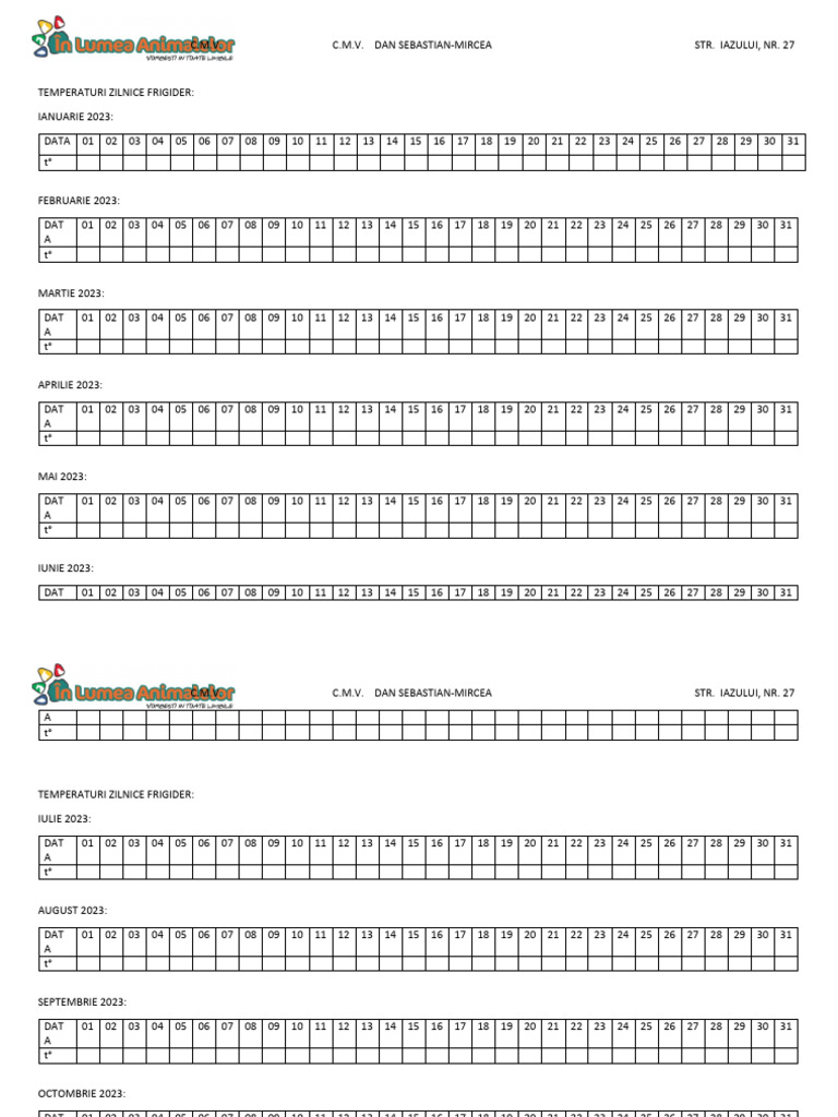 TEMPERATURI-ZILNICE-FRIGIDER | PDF