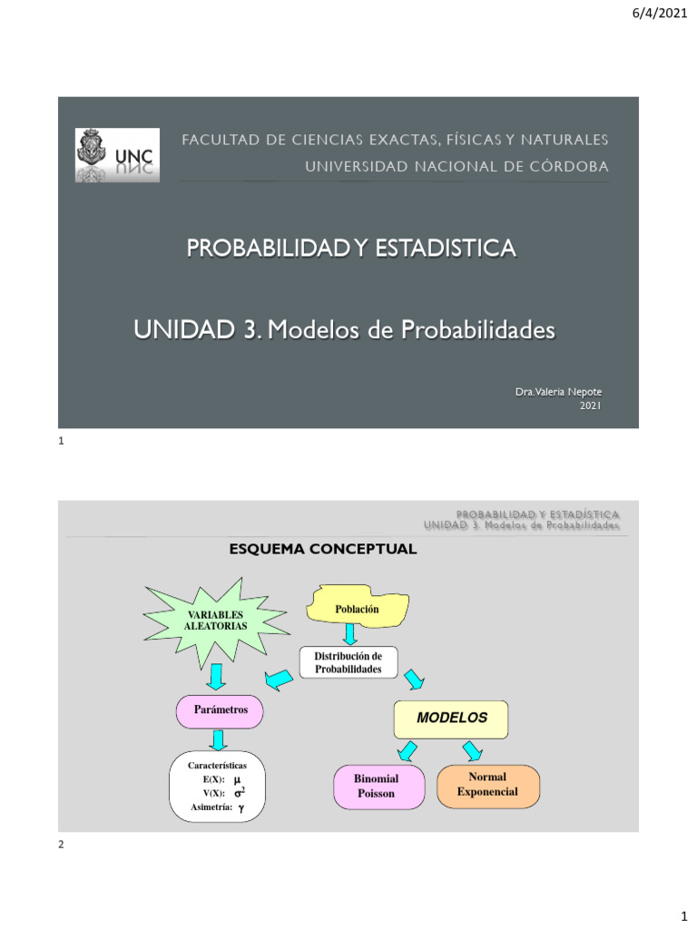 Probabilidad y Estadística Unidad 3 Modelos de Probabilidades | PDF